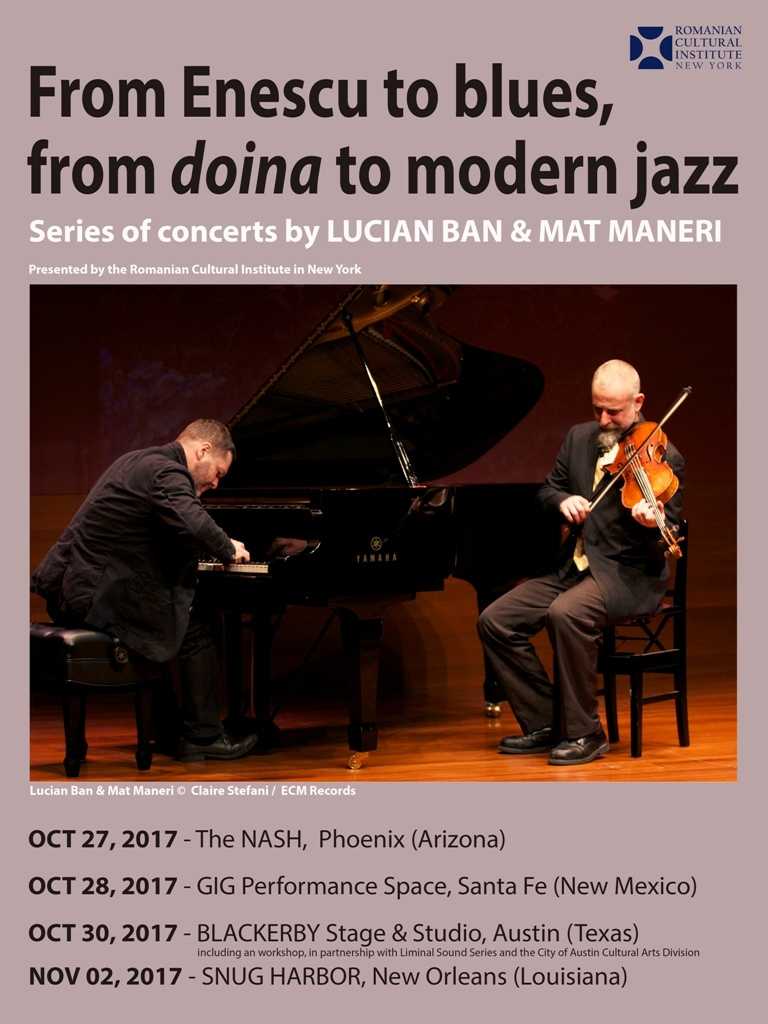 Serie de concerte cu Lucian Ban & Mat Maneri, în sudul și sud-vestul ...